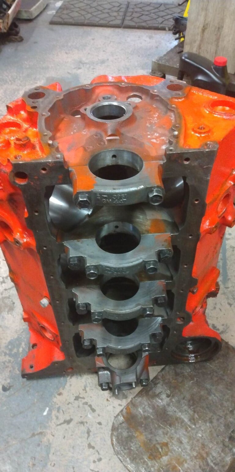 350 Chevy block, 4 bolt main, bore + .060, line honed, decked ...